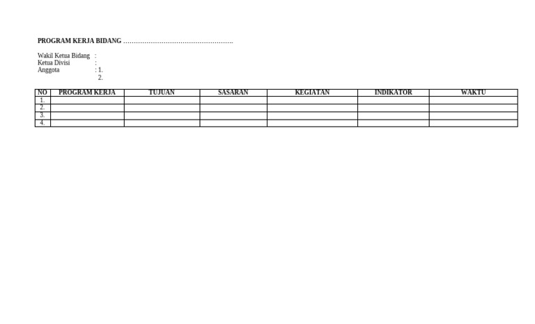 Form Program Kerja | PDF