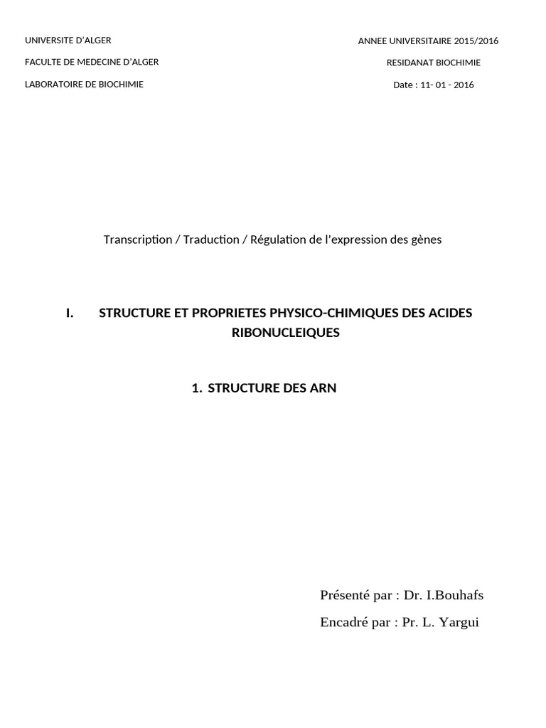 Structure Des Arn | PDF