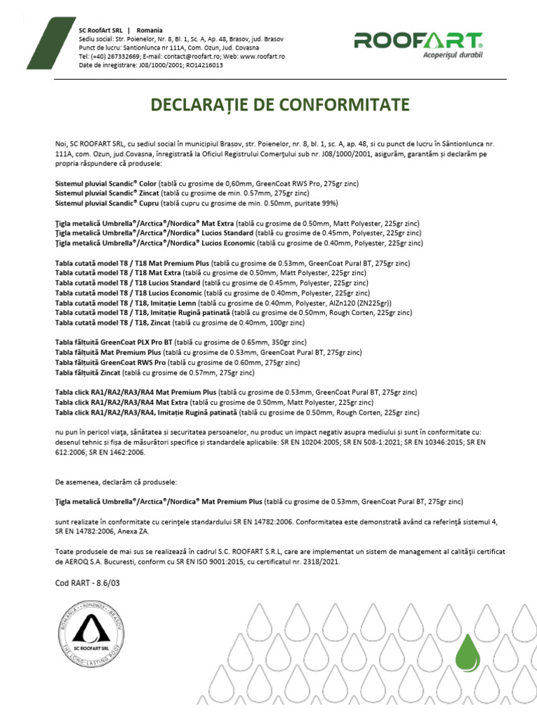 Declaratie de Conformitate - 2024 | PDF