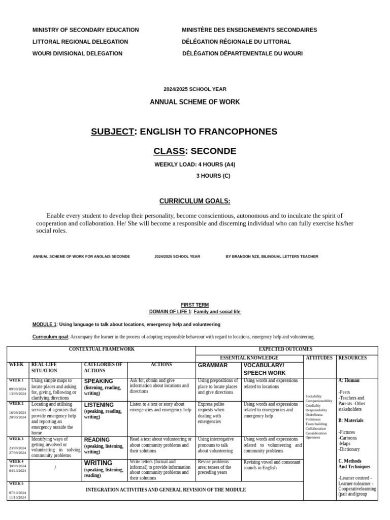 Progression Sheet 2nde | PDF