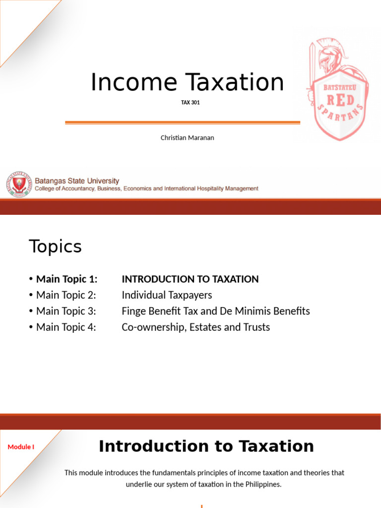 Income Taxation Module 1 Part 1 | PDF