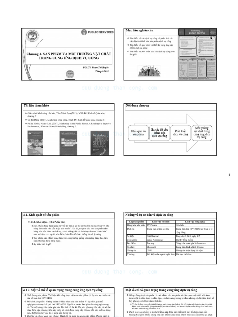 Marketing Cong - Pham Thi Huyen - 4. Chuong 4. San Pham Dich Vu Cong (Cuuduongthancong - Com) | PDF