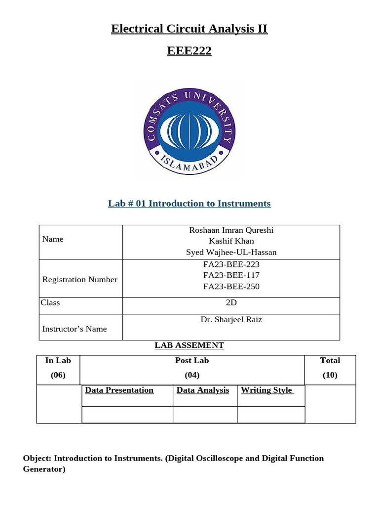 ECA II Lab Report # 1 | PDF
