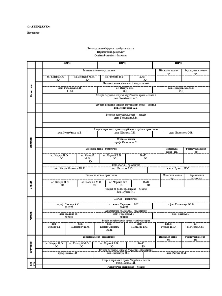 Rozklad 1 Kurs 2024 Semestr 1 1 | PDF