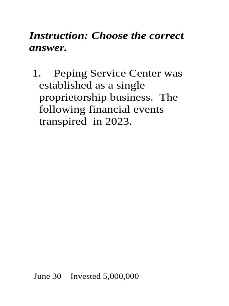 BSA 1 Practice Questions With Answer | PDF | Debits And Credits | Financial Accounting