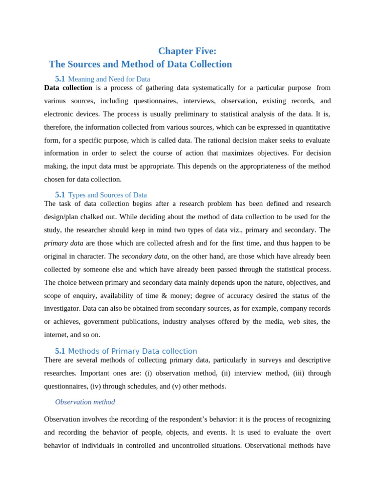 Chapter 5 | PDF | Focus Group | Questionnaire