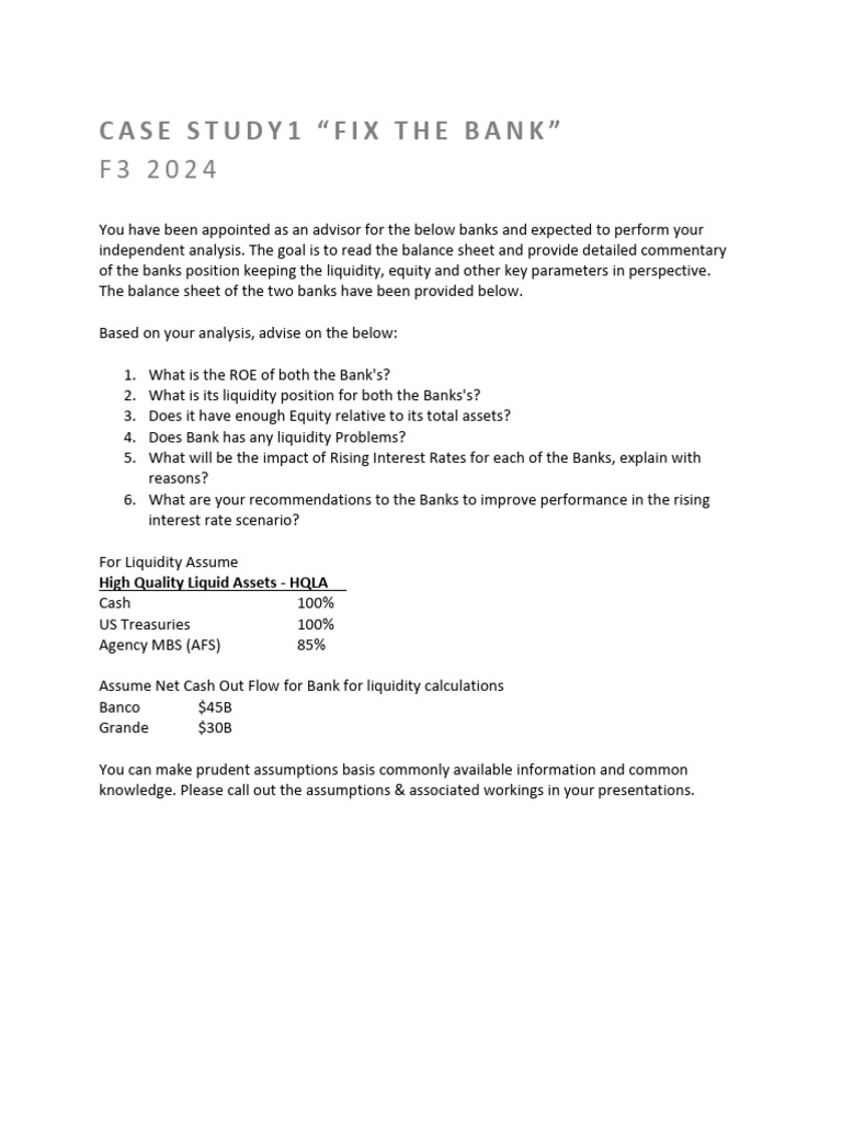 Case - Study - 1 - Fix The Bank | PDF