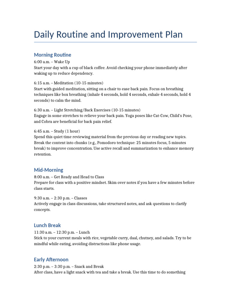 Daily Routine and Tips | PDF