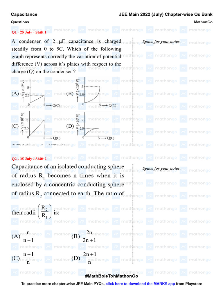 Capacitance 1 | PDF