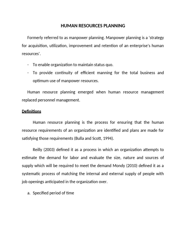 Human Resources Planning | PDF