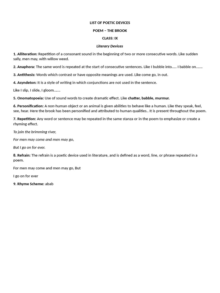 List of Poetic Devices | PDF
