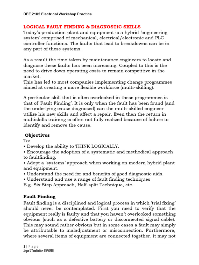 Logical Fault Analysis, DeE 2102, New | PDF