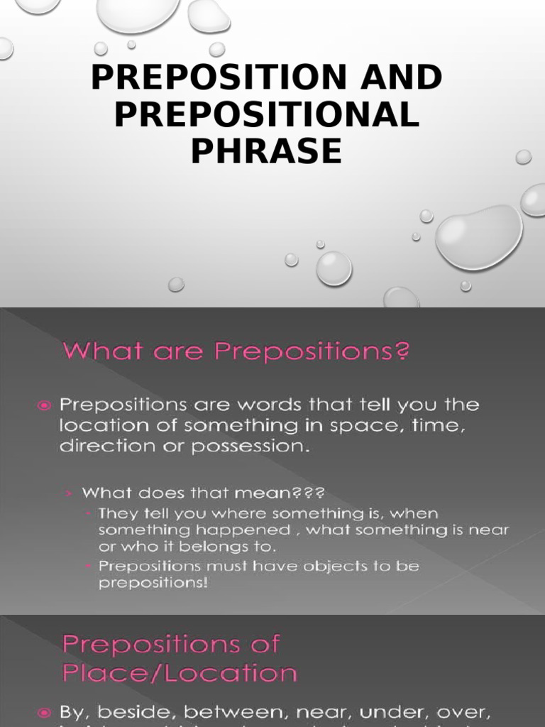 Preposition Prepositional Phrase - 122417 | PDF