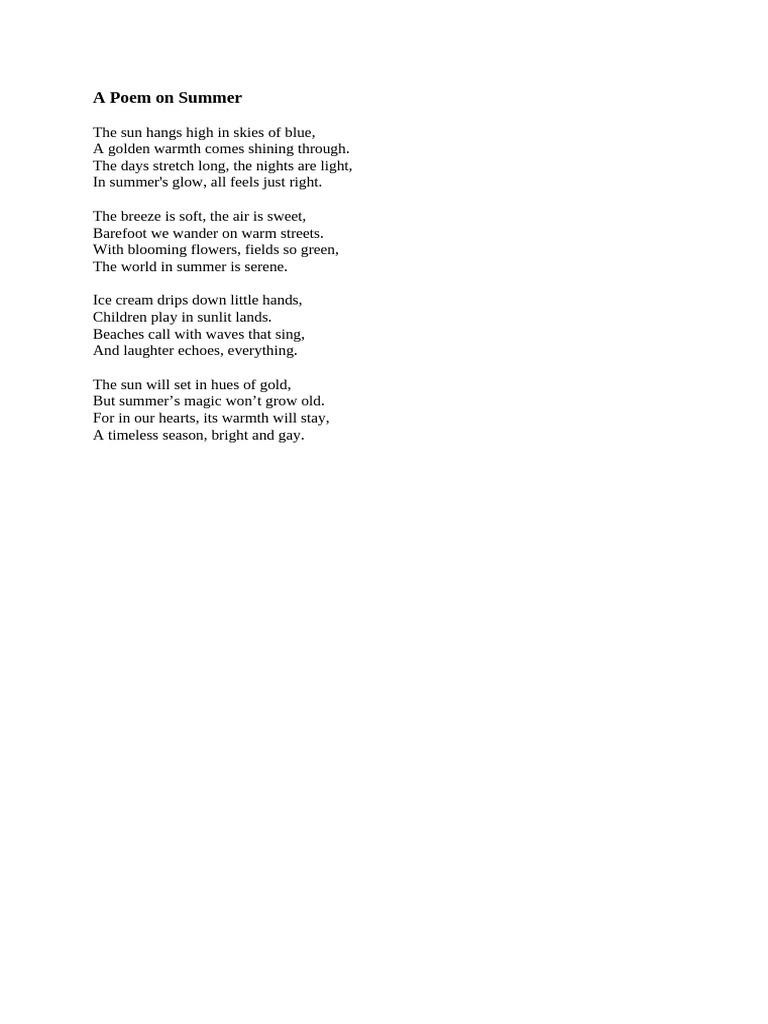 A Poem On Summer | PDF | Art