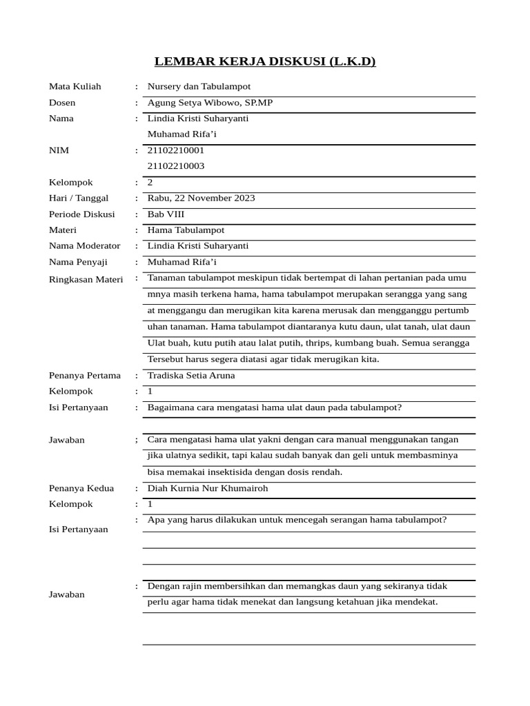 LKD Viii Nursery | PDF