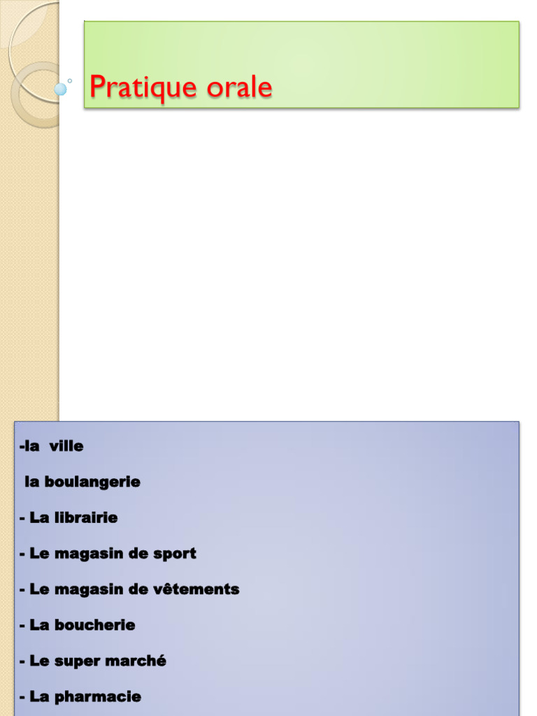Pratique Orale 6 | PDF