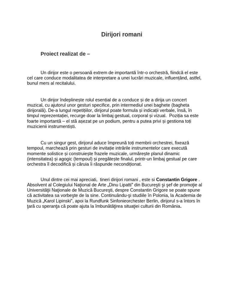 Muzica-Proiect - Dirijori Romani | PDF