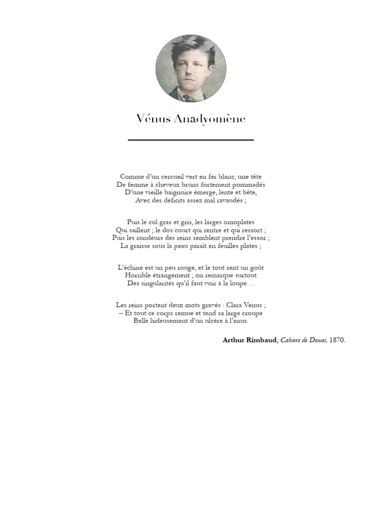 Texte de Bac - Vénus Anadyomène Rimbaud | PDF