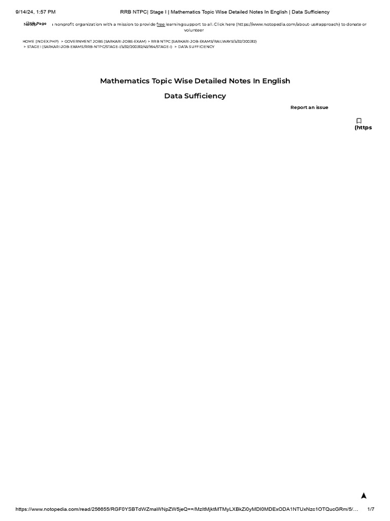 RRB NTPC - Stage I - Mathematics Topic Wise Detailed Notes in English ...