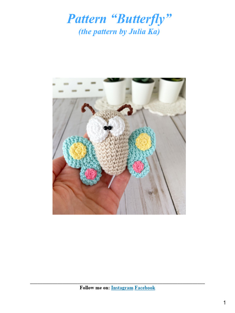 English Pattern Butterflyl | PDF | Crochet | Yarn