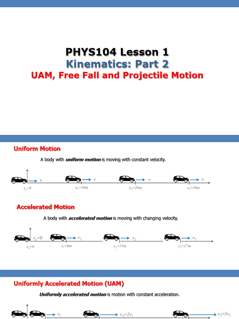 PHYS104 Lesson 1 Kinematics Part 2 - 2Q2324 | PDF