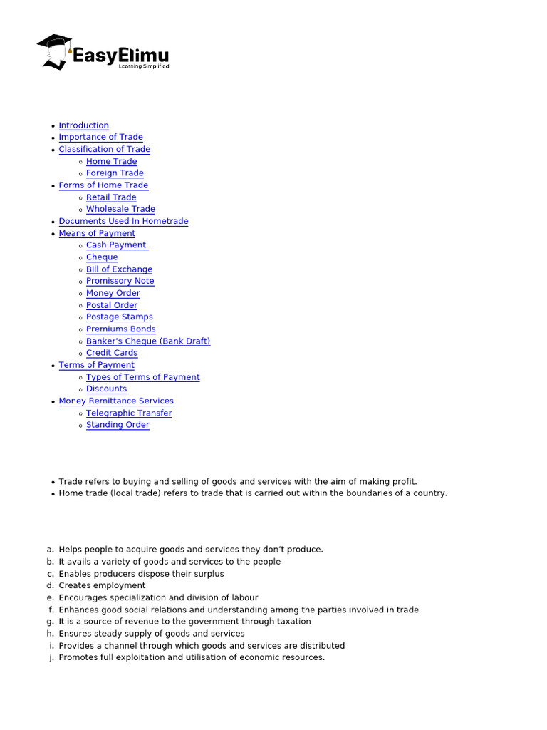 Hshome Trade - Business Studies Form 1 Notes-2018 | PDF | Cheque ...