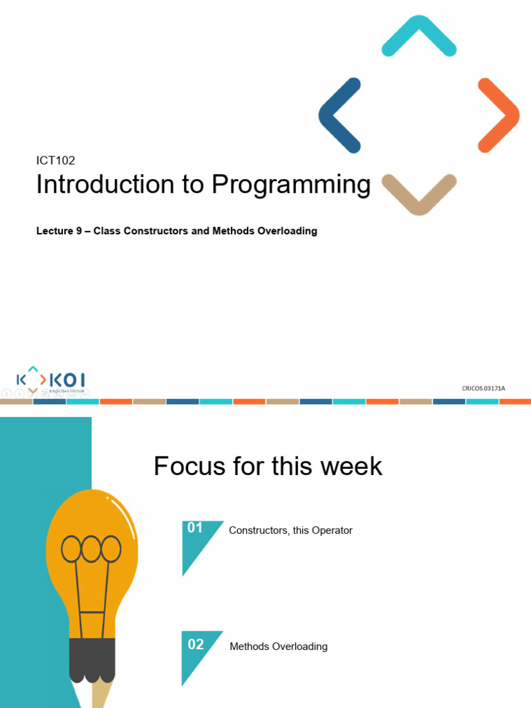 Lecture9 - ICT102 - T222 For Lecture Class | PDF | Constructor (Object Oriented Programming ...