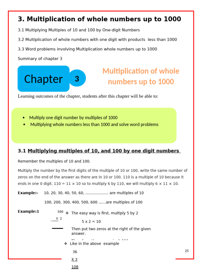 GR 3 Math Chapter 3 | PDF | Multiplication | Mathematics