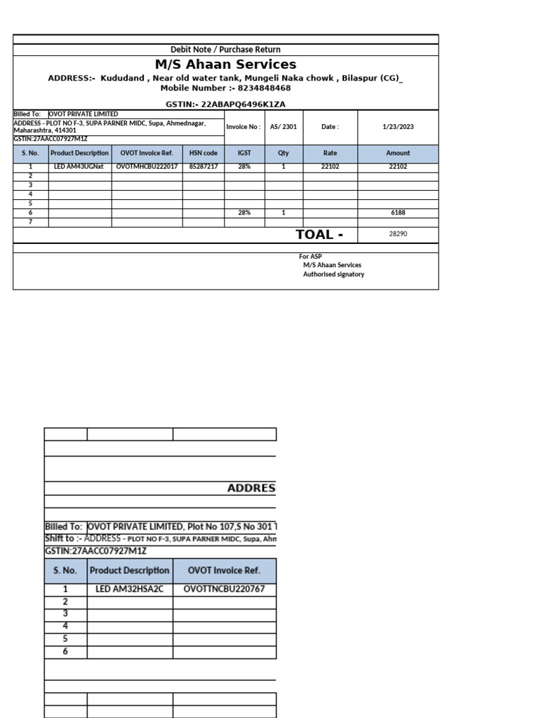 DEFECTIVE PART RETURN FORMAT - Ahaan Service - 01 32 | PDF