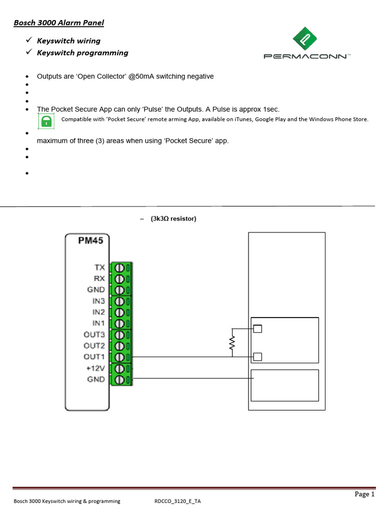 Bosch 3000 Keyswitch Wiring Programming | PDF