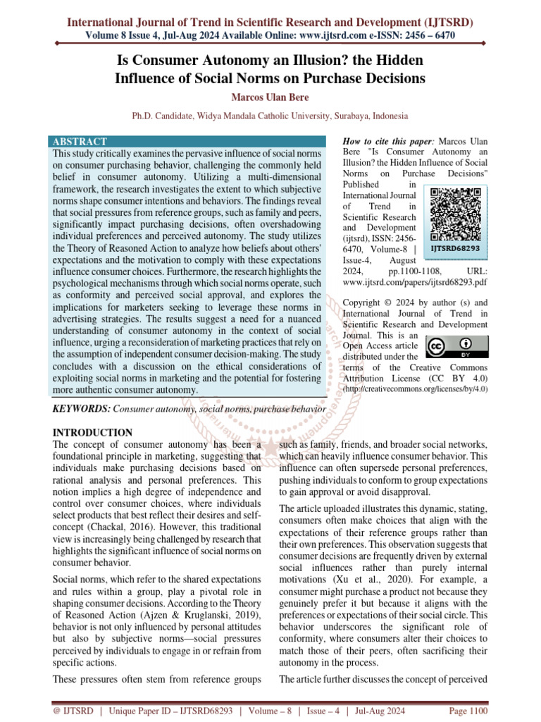 Is Consumer Autonomy An Illusion The Hidden Influence of Social Norms ...