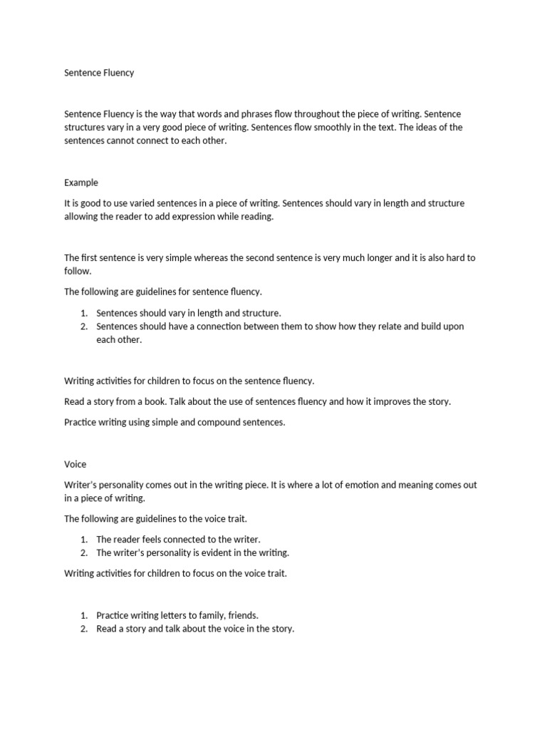 Sentence Fluency | PDF