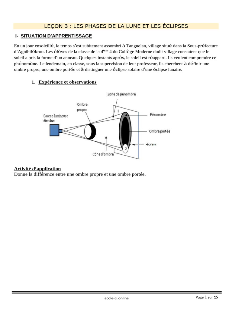 La Phase de La Lune Et Les Éclipse Pc4 | PDF