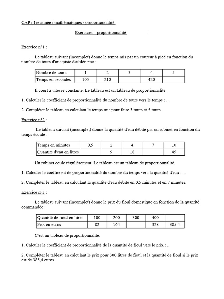 Exercices Proportionnalite | PDF