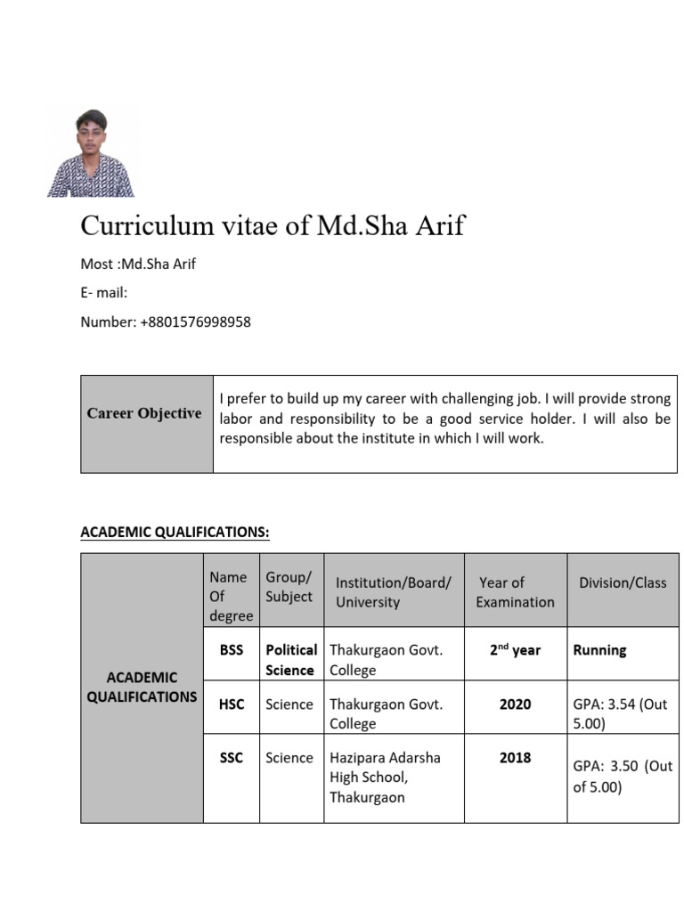 Sha Arif CV | PDF