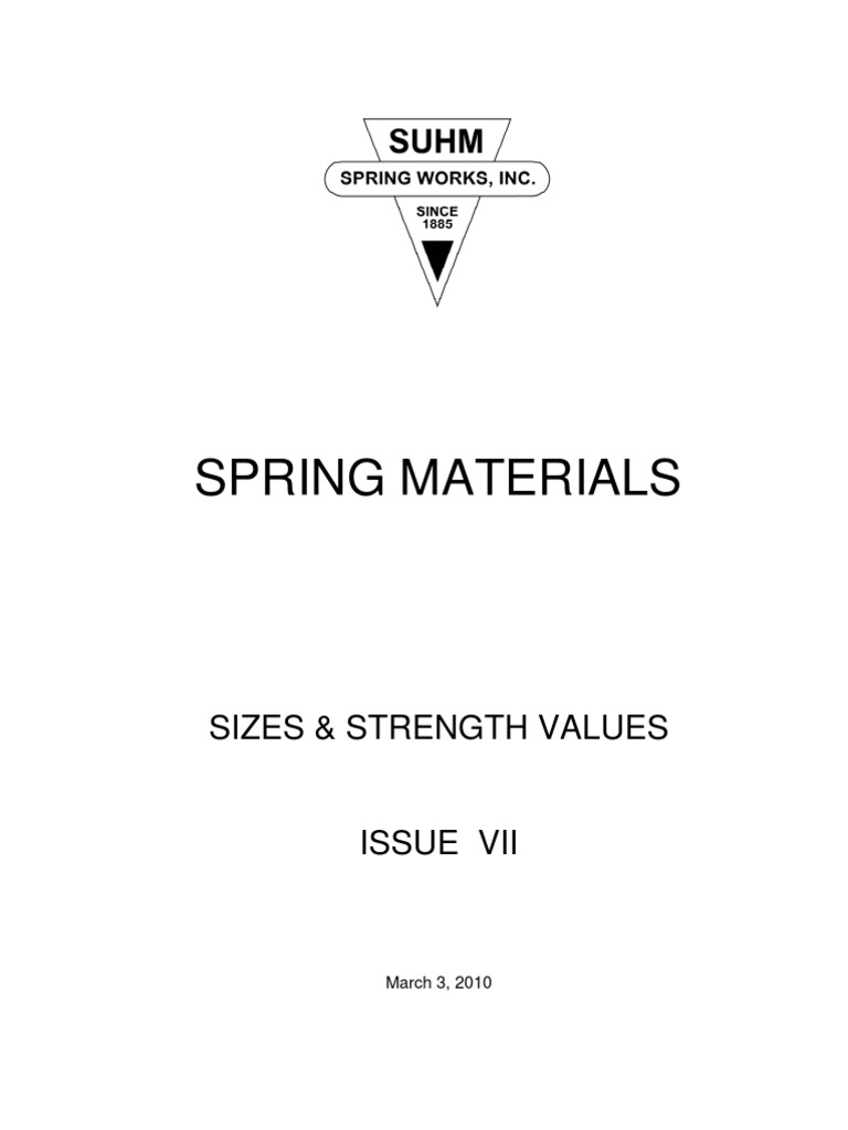 Spring Materials: Sizes & Strength Values | PDF | Ultimate Tensile ...