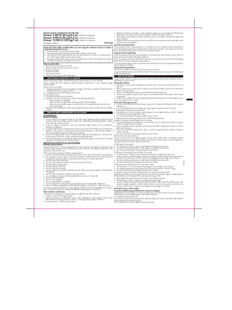 Clexane 6000& 8000 Anti-Xa IU-0.2ml Injectable Solution in Prefilled ...