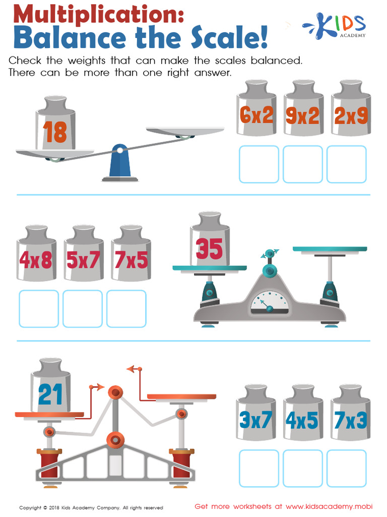 Grade 3 Balance The Scales Multiplication Worksheet | PDF
