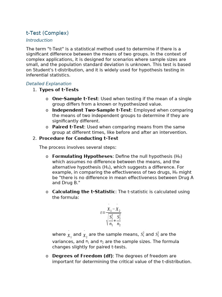 T Test Complex | PDF