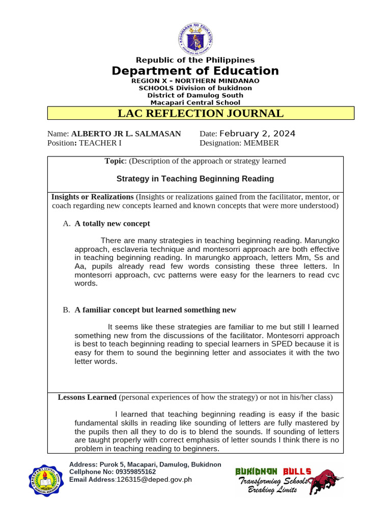 Lac Reflection Journal. Pico | PDF