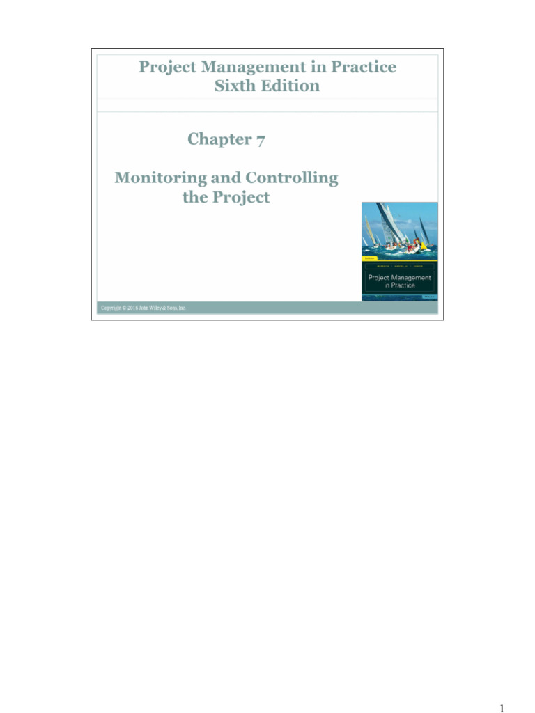 Chapter 7 - Monitoring and Controlling The Project - 2022 | PDF