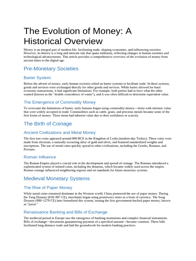The Evolution of Money_ A Historical Overview | PDF