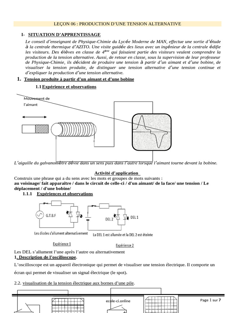 Production D Une Tension Alternative Pc4 | PDF