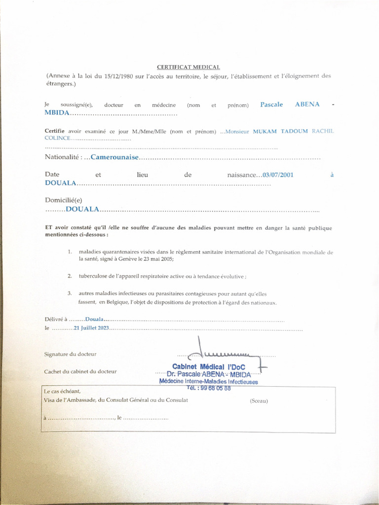 Certificat Médical | PDF