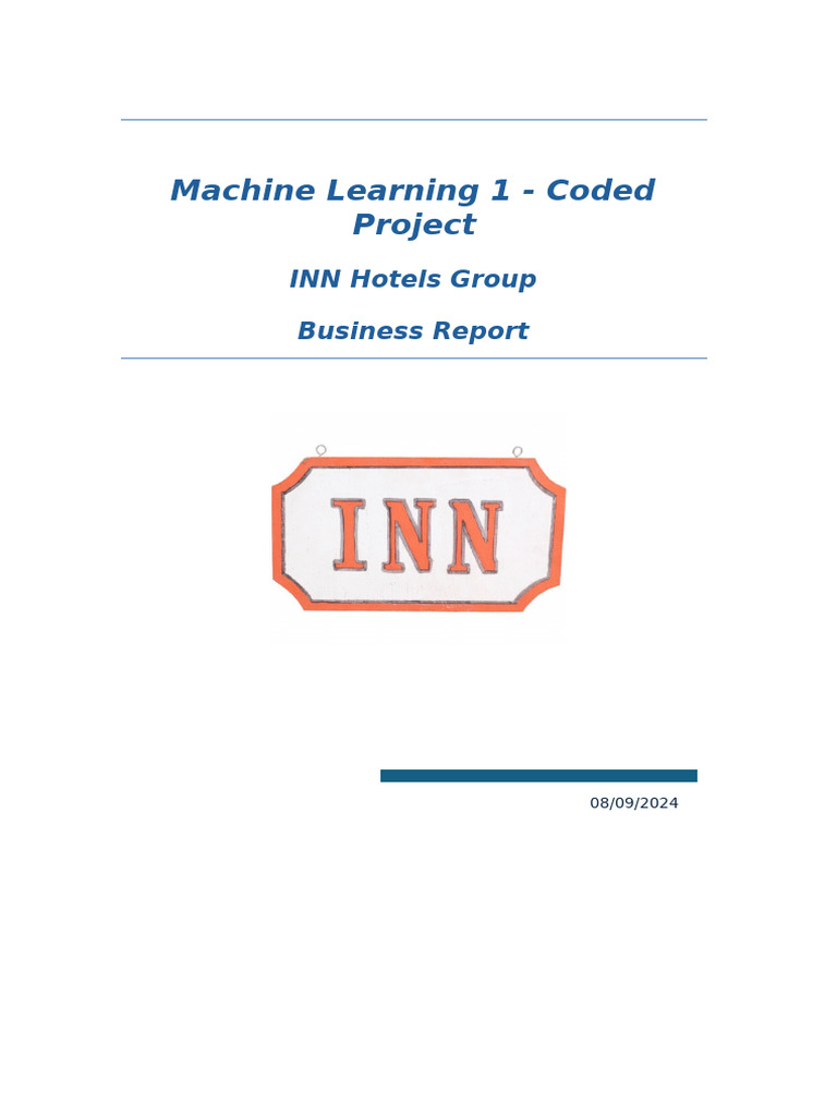 INN Hotels Group - MLS 1 - Coded Project - Business Report | PDF
