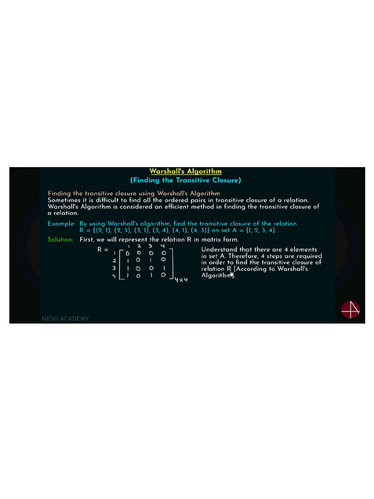 Transitive Warshall Algorithm | PDF