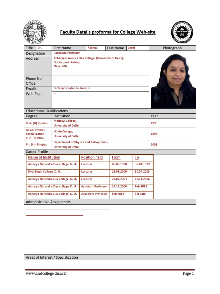 Physics_RACHNA JOSHI-Faculty_Proforma_2021(1)_compressed | PDF
