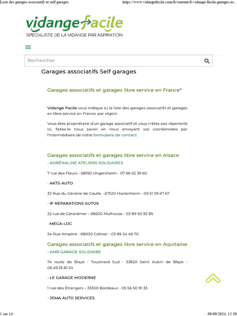 Liste Des Garages Associatifs Et Self Garages | PDF