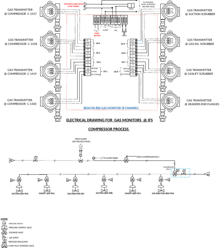 Electrical Drawing For Gas Monitor | PDF