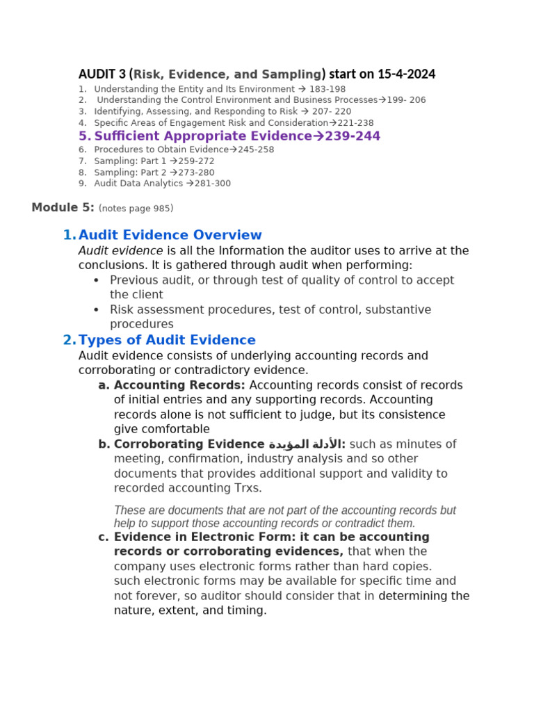 AUDIT 3 - MODULE5-Sufficient Appropriate Evidences | PDF